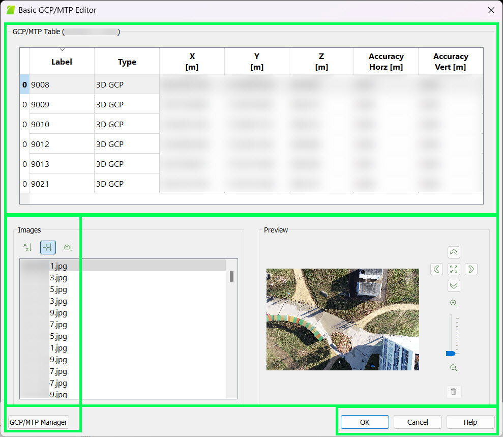 Menu Project > Basic GCP / MTP Editor - PIX4Dmapper